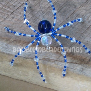 Crystal & Blue Beaded Christmas Spider - Etsy
