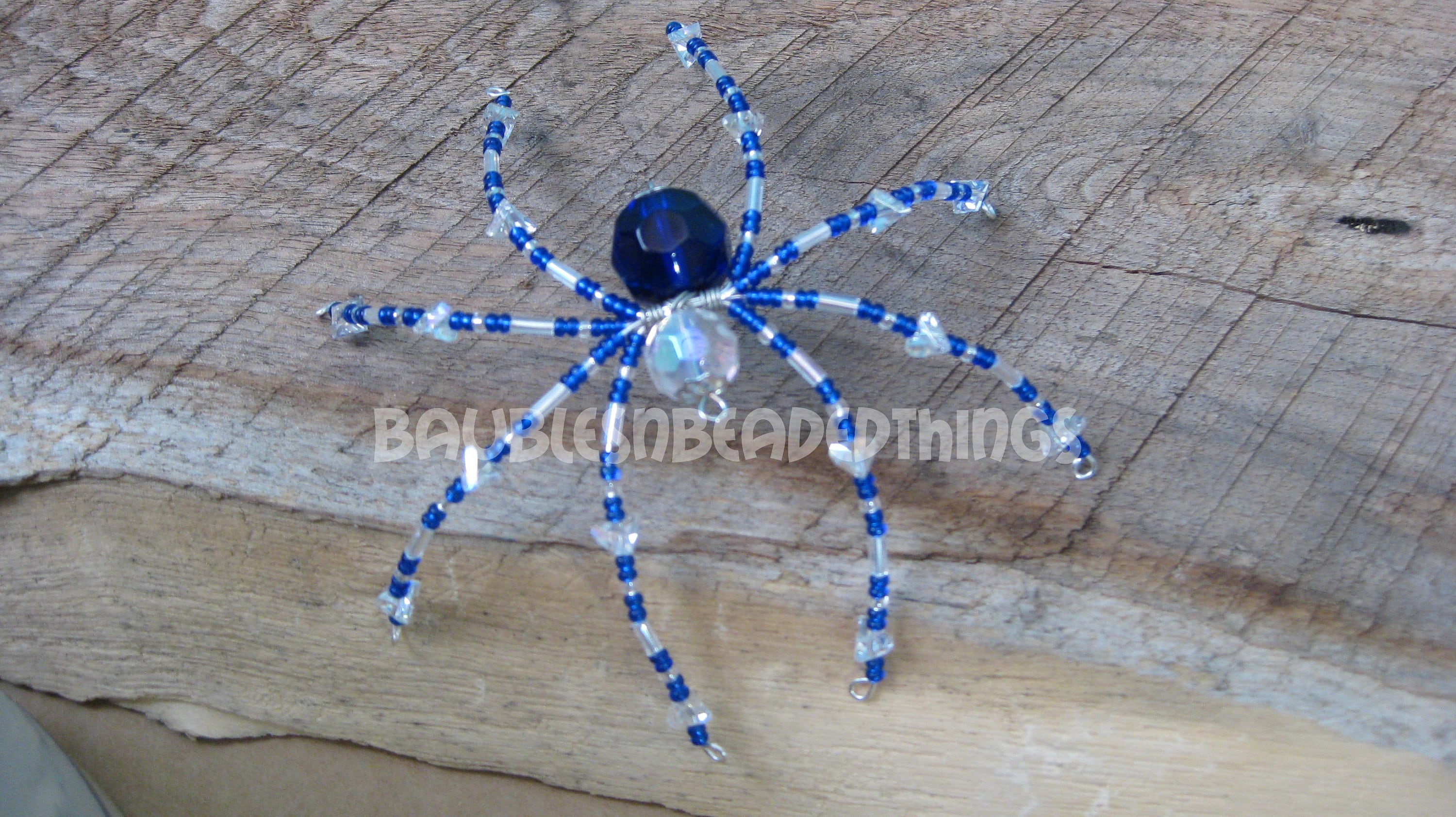 Crystal & Blue Beaded Christmas Spider - Etsy
