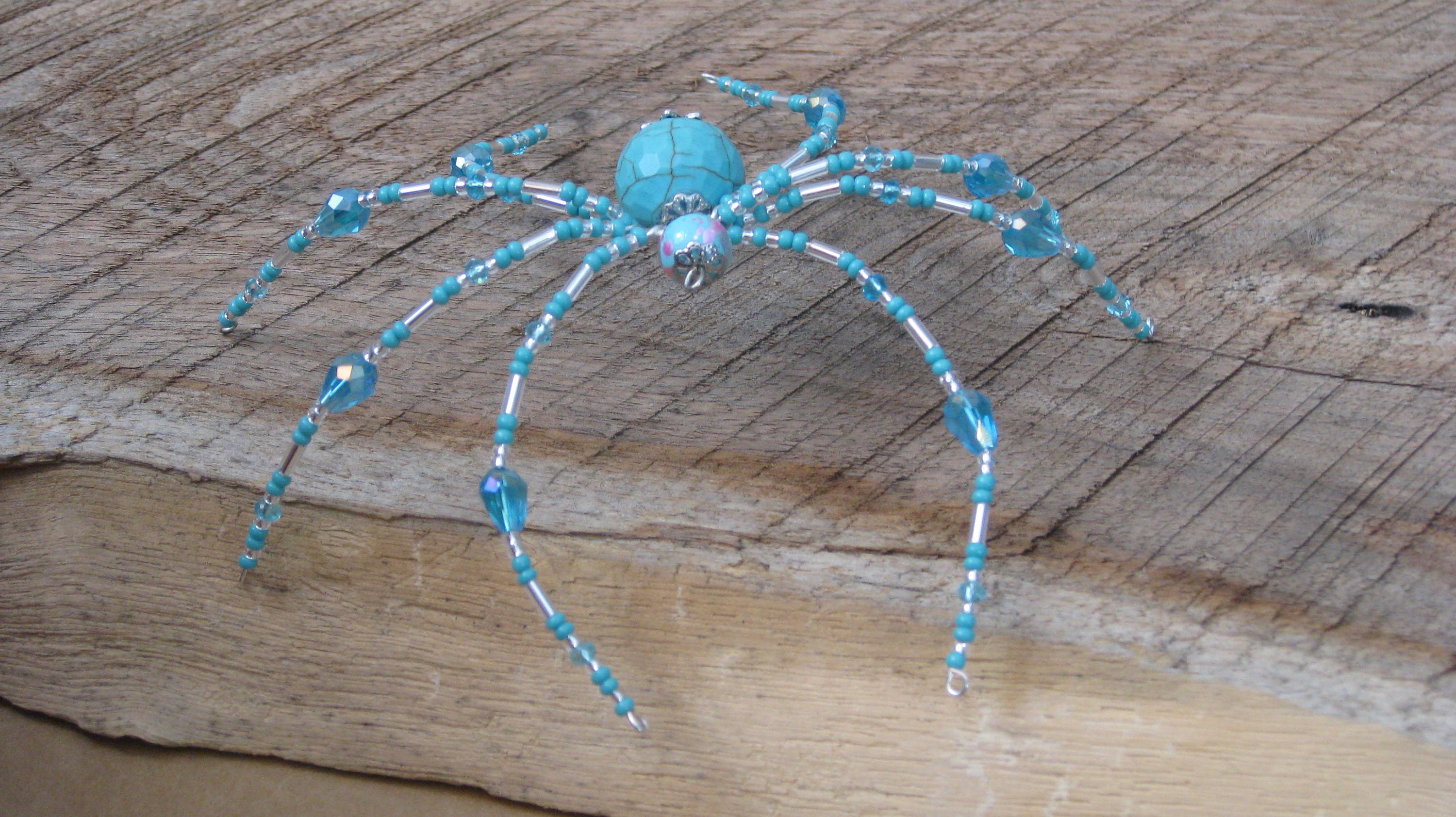 Turquoise Blue Beaded Spider | Etsy