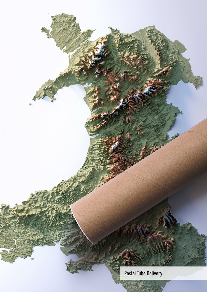 UK Relief Map - Wales - Etsy