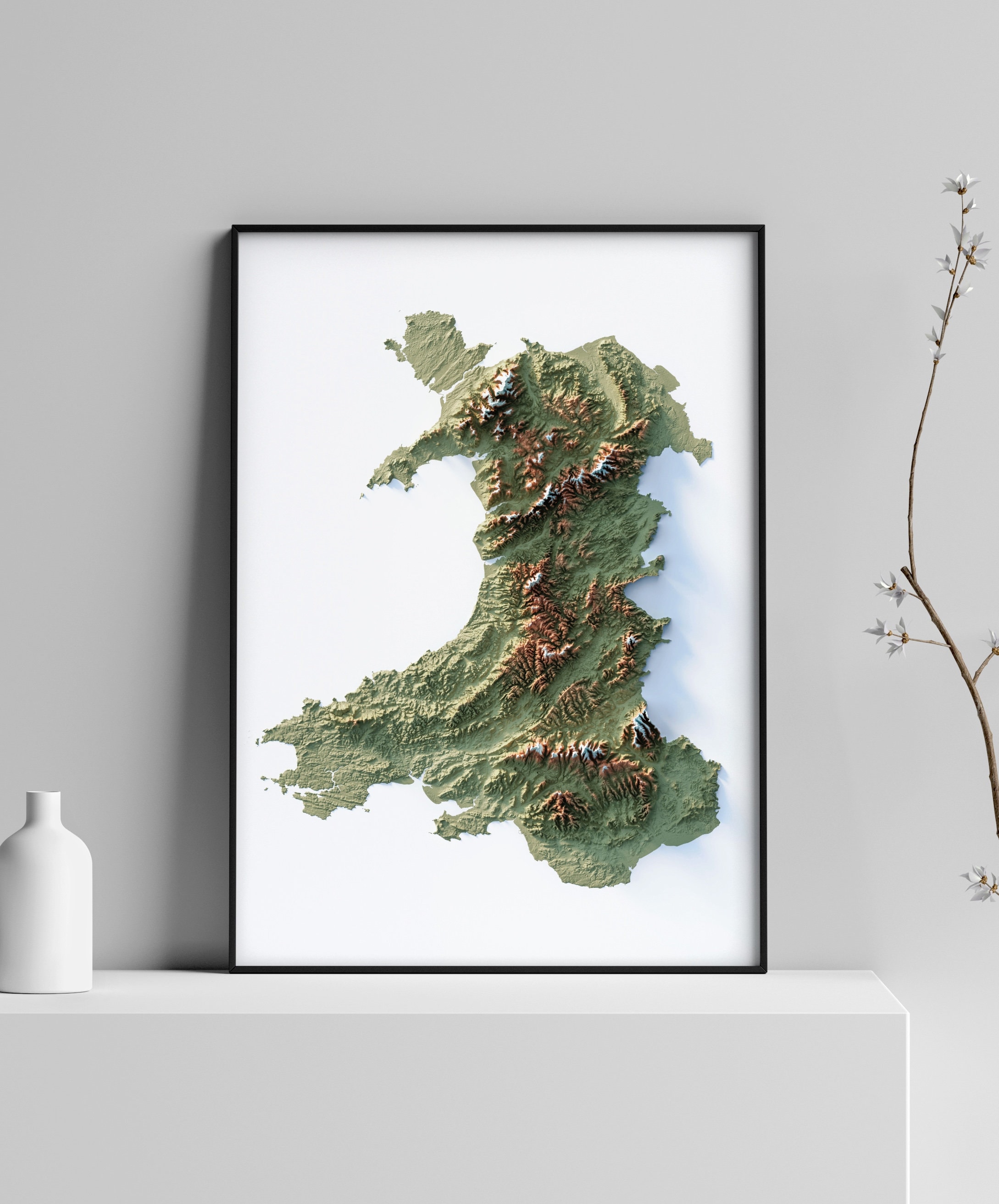 UK Relief Map - Wales - Etsy