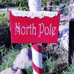 RED Christmas North Pole Signpost Christmas Decor Christmas Yard Art ...