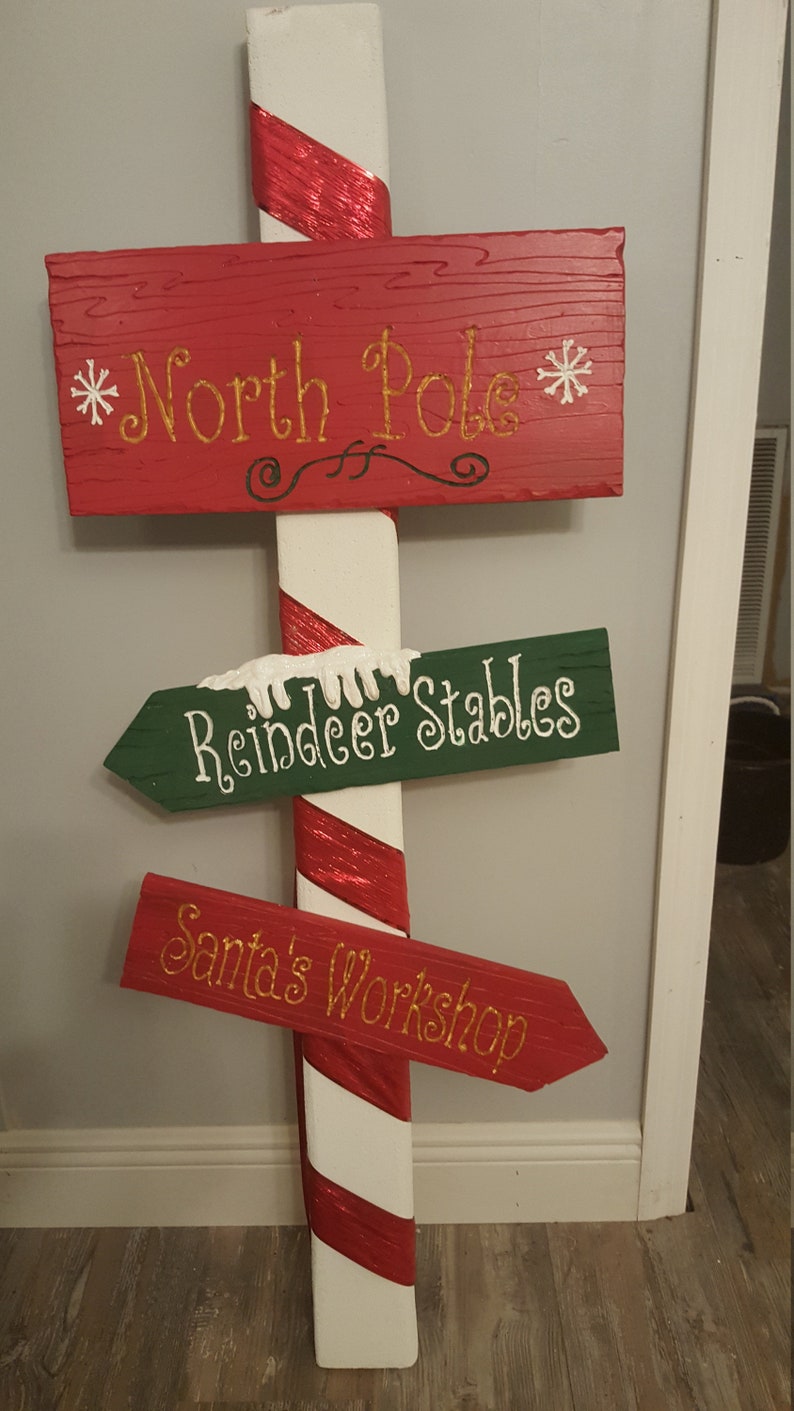 Christmas Sign north Pole Santa's Workshop | Etsy