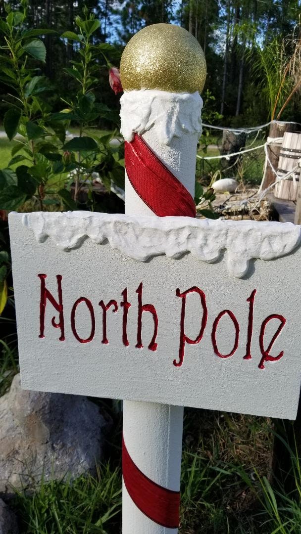 Handmade North Pole Signpost: Christmas Yard Art Decor - Etsy
