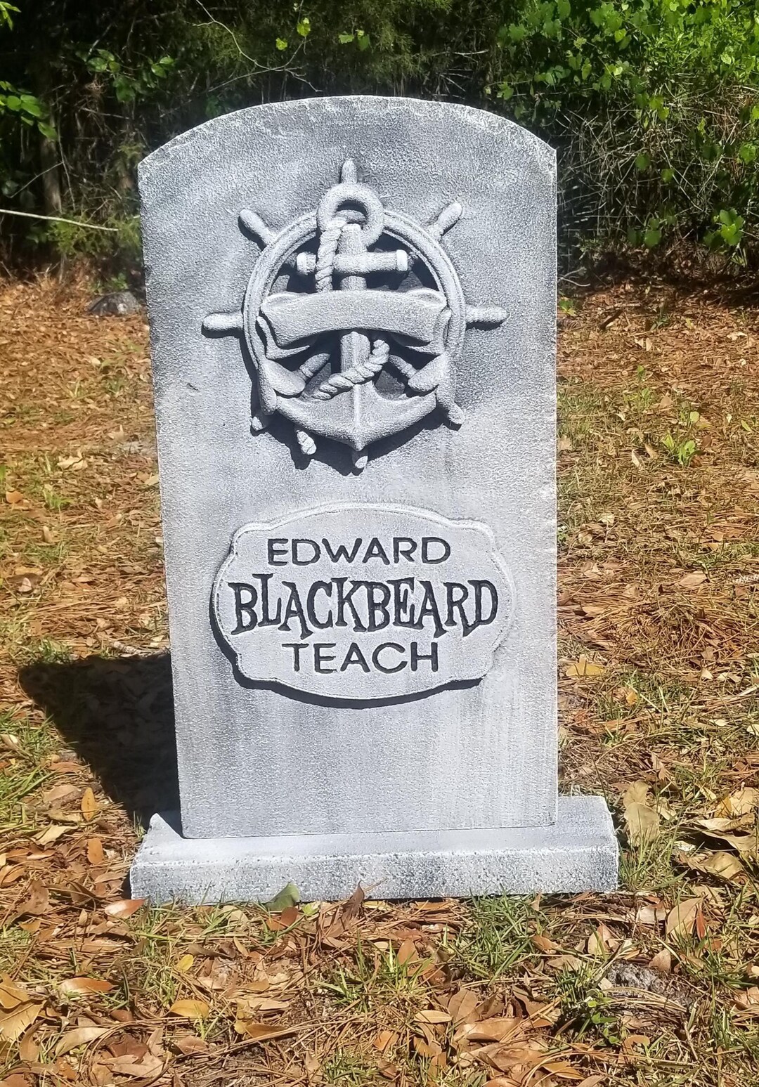 Blackbeard Tombstone Prop | Hand Carved Pirate Halloween Yard Decor - Etsy