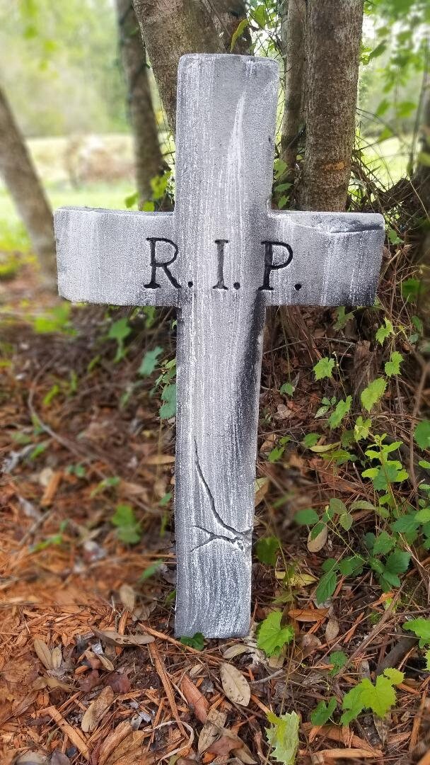 RIP Cross Prop Aged Gray Stone Halloween Tombstone Gravestone - Etsy