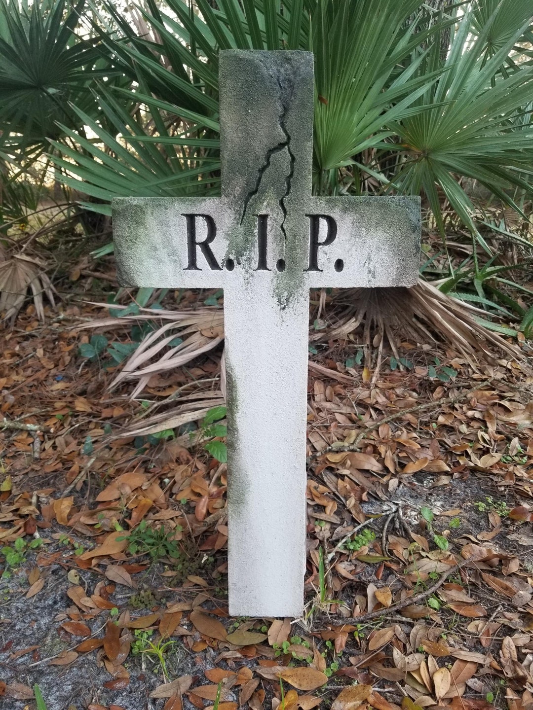 Handmade RIP Cross Tombstone Prop: Aged Halloween Yard Art - Etsy