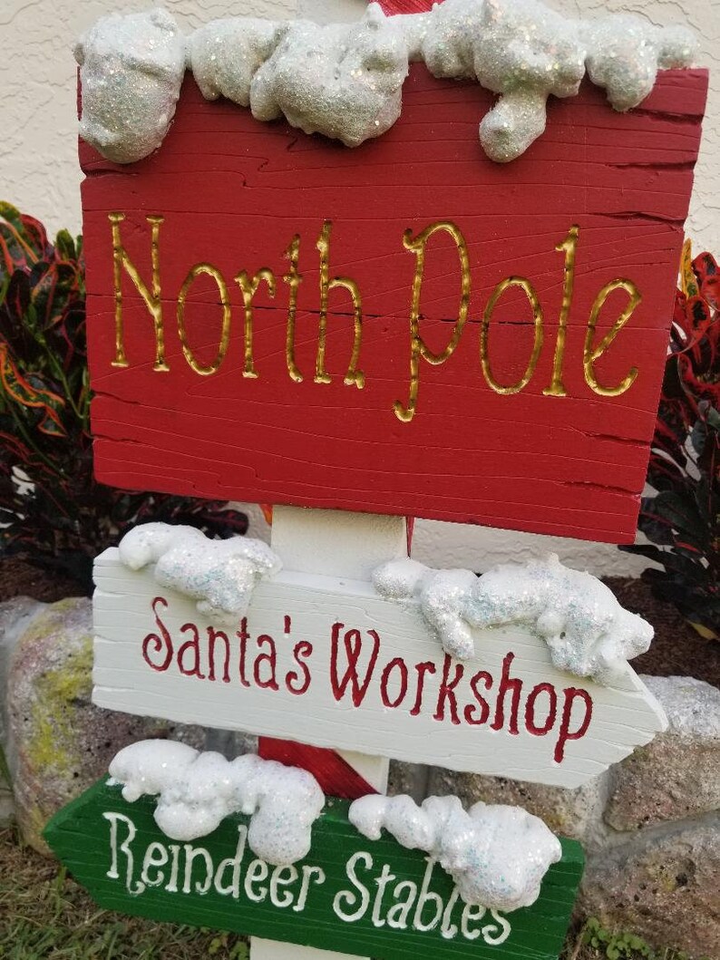 Handmade Christmas Sign: North Pole, Santa's Workshop Yard Decor - Etsy
