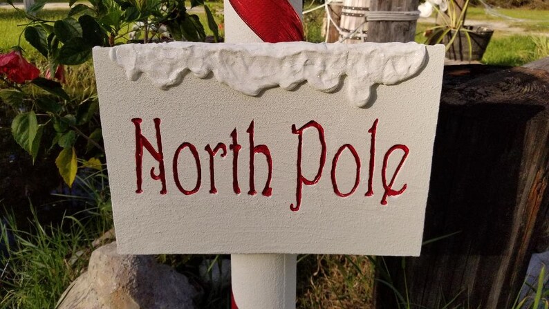 Handmade North Pole Signpost: Christmas Yard Art Decor - Etsy