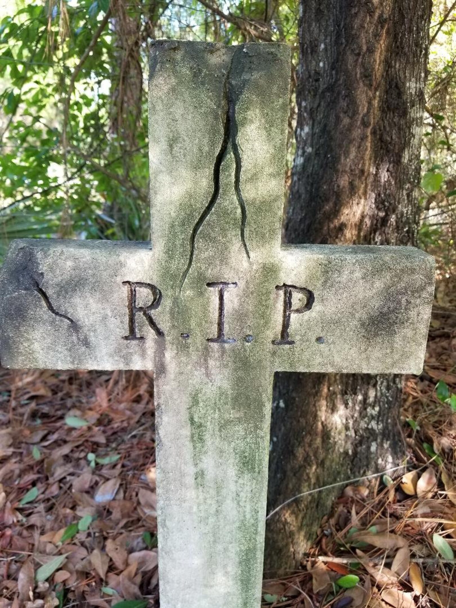 RIP Cross Prop Aged White Stone With Mold Halloween Tombstone | Etsy