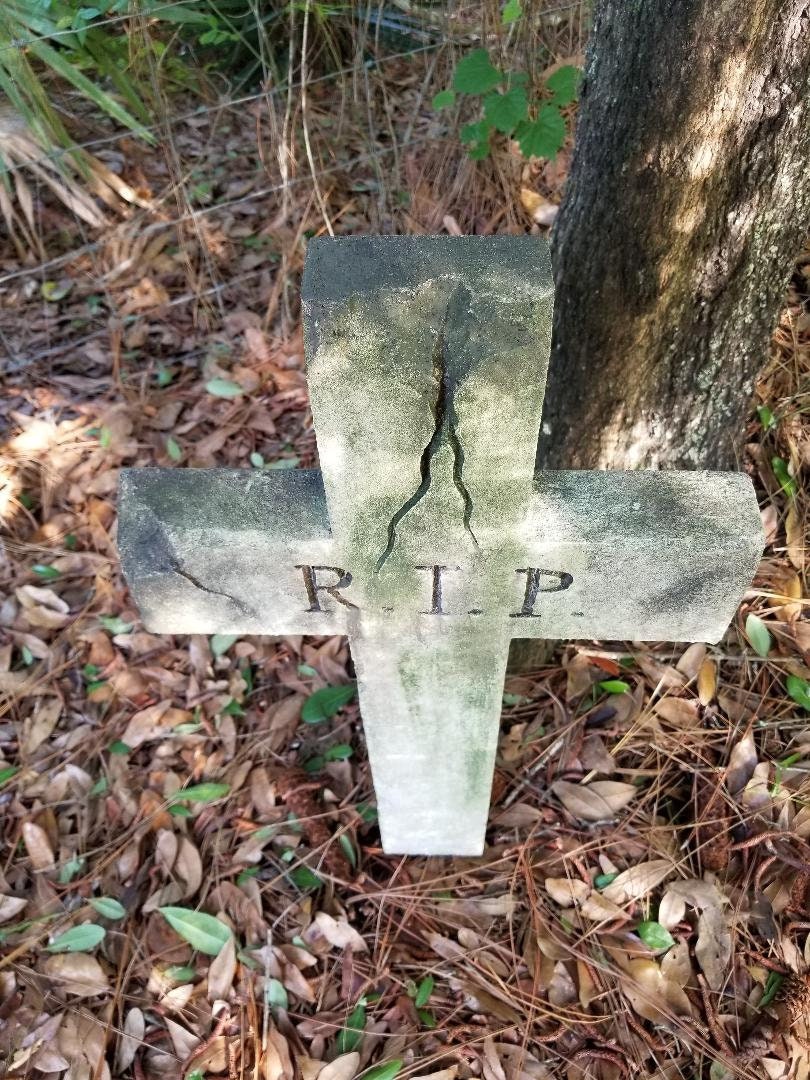 RIP Cross Prop Aged White Stone With Mold Hand Made Tombstone - Etsy