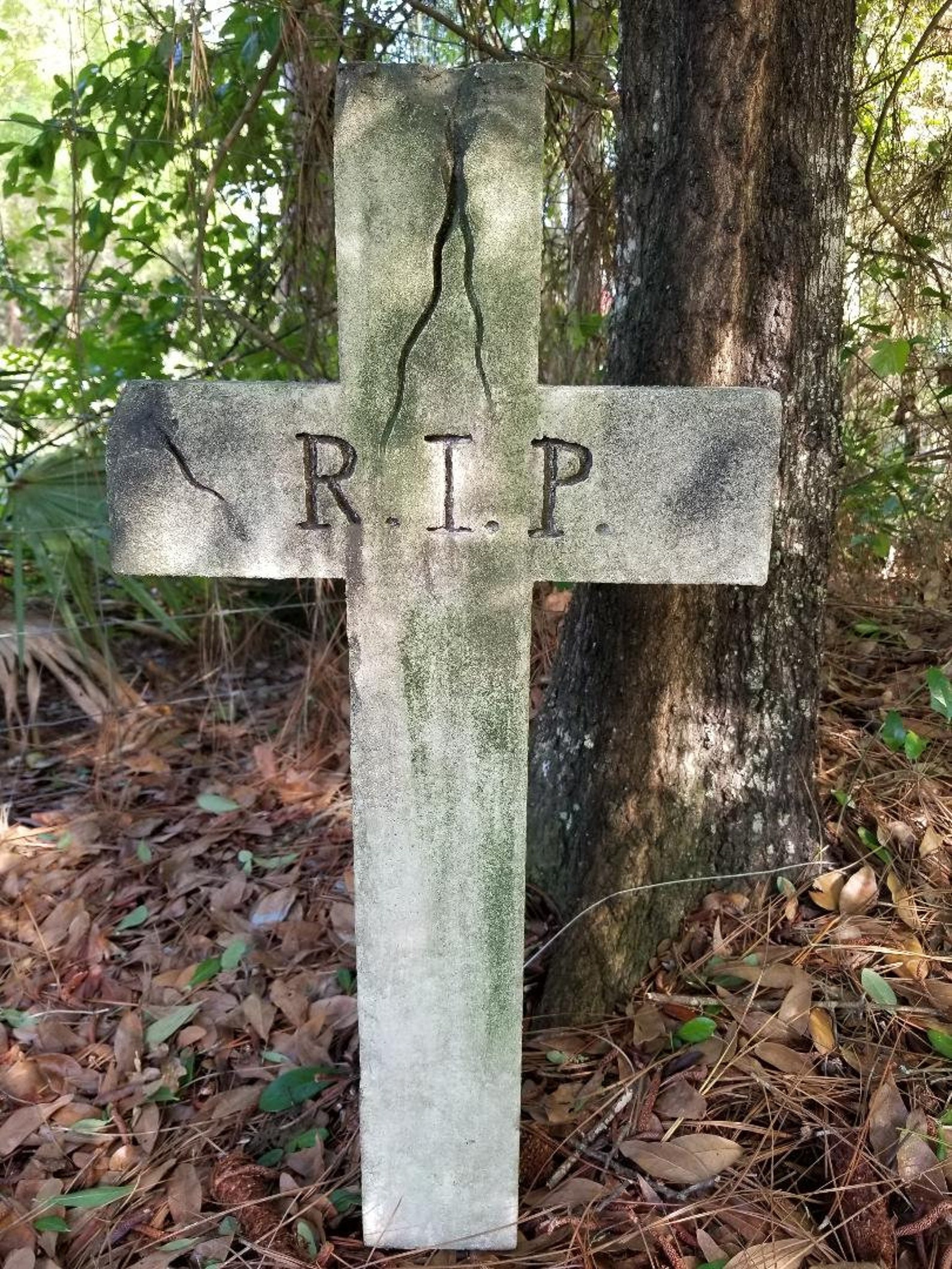 RIP Cross Prop Aged White Stone With Mold Hand Made Tombstone - Etsy