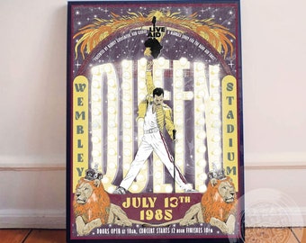 Queen Vintage Style Poster Queen Tour Poster Retro Rock Poster Vintage ...