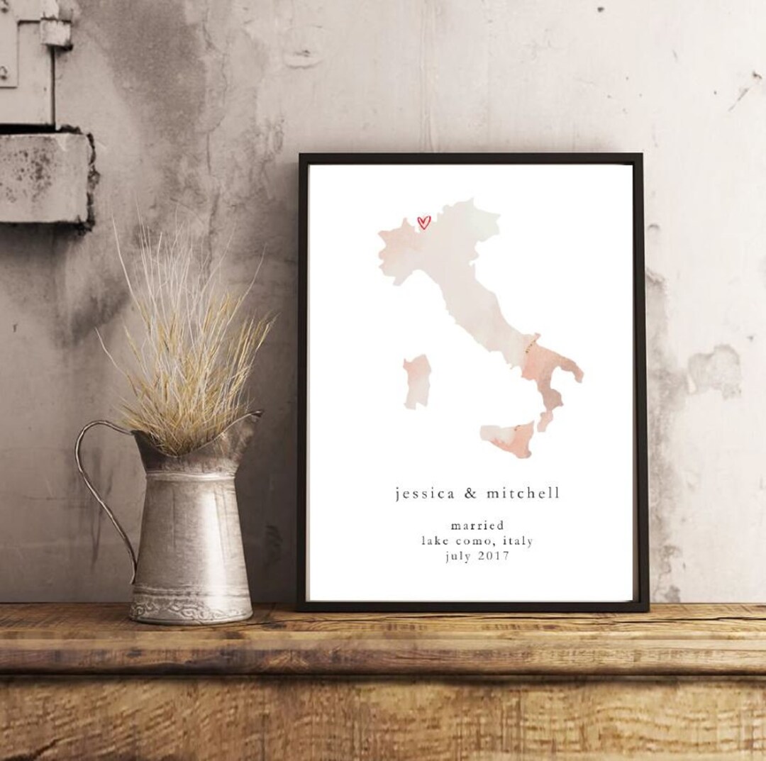 Personalised Engagement Map Print // Custom Map Print, Wedding Gift ...