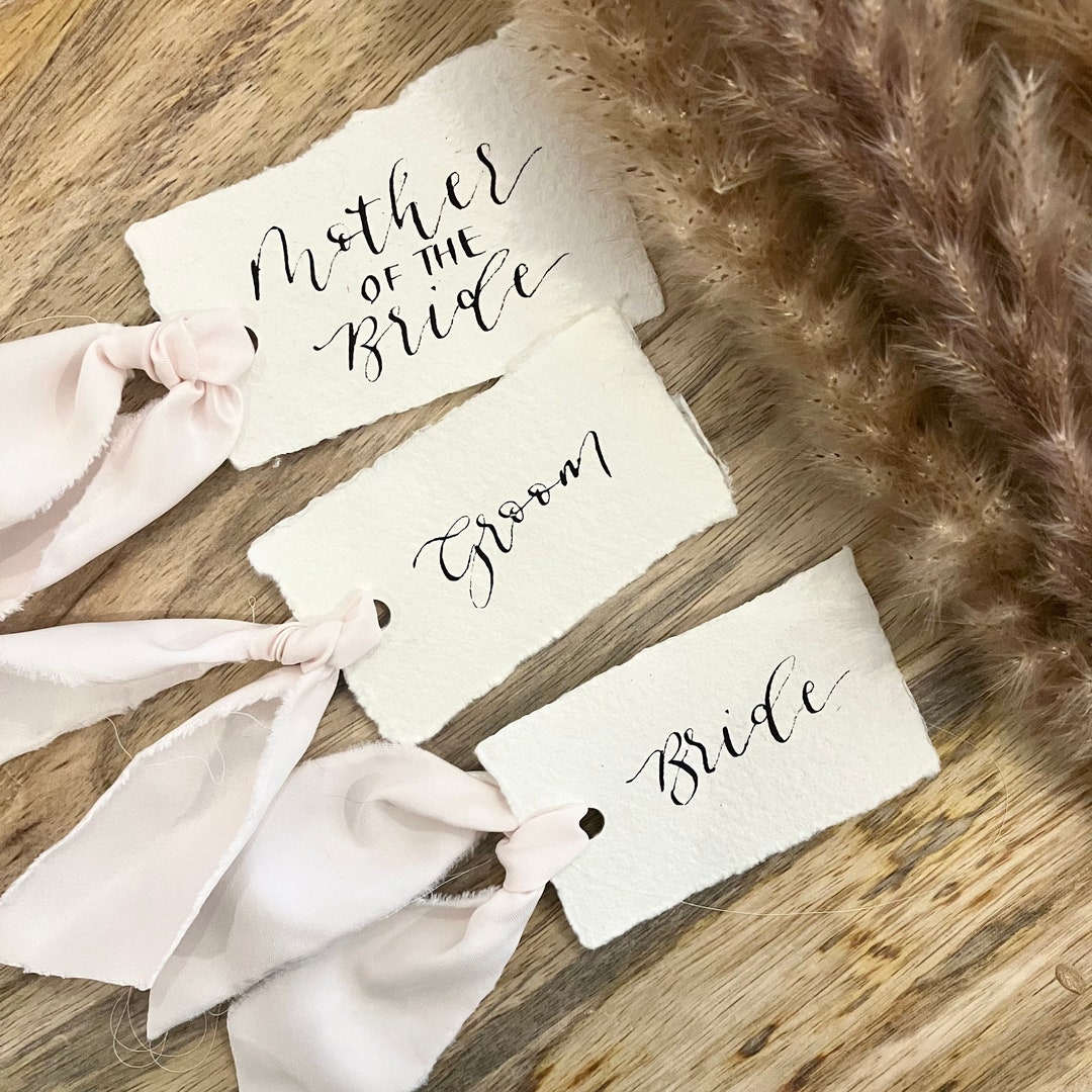 Handwritten Place Cards on Handmade Paper// Place Names, Place Settings ...