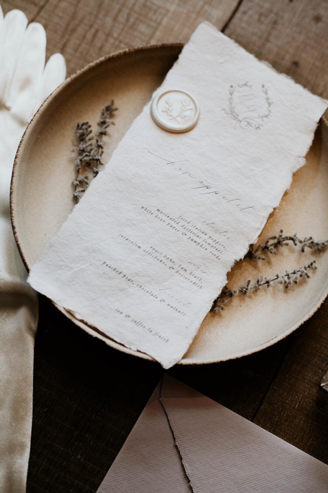 Wedding Menus on Handmade Paper // Personalised, Wedding Breakfast ...