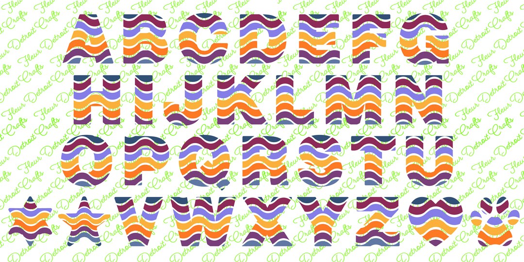 Retro Stripe Letters Alphabet Font A-Z for Monograms SVG Design Cricut ...