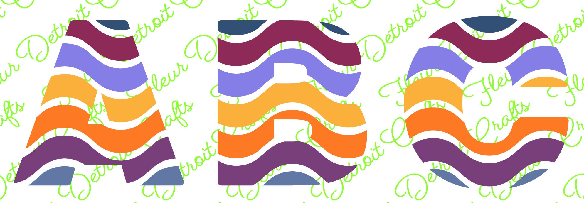 Retro Stripe Letters Alphabet Font A-Z for Monograms SVG | Etsy