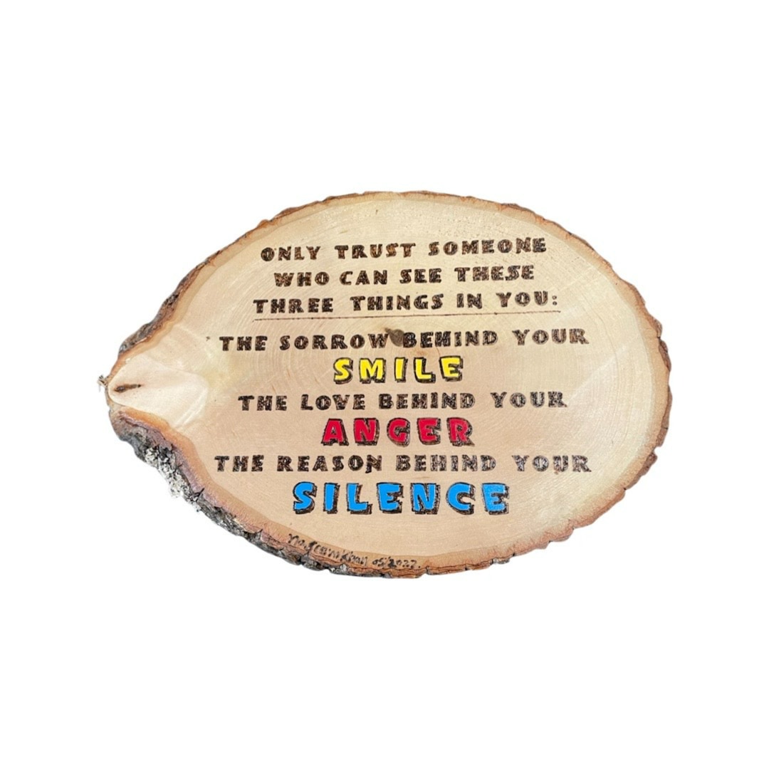 Smile Anger Silence Quote Wall Art Pyrography Wood Burned - Etsy