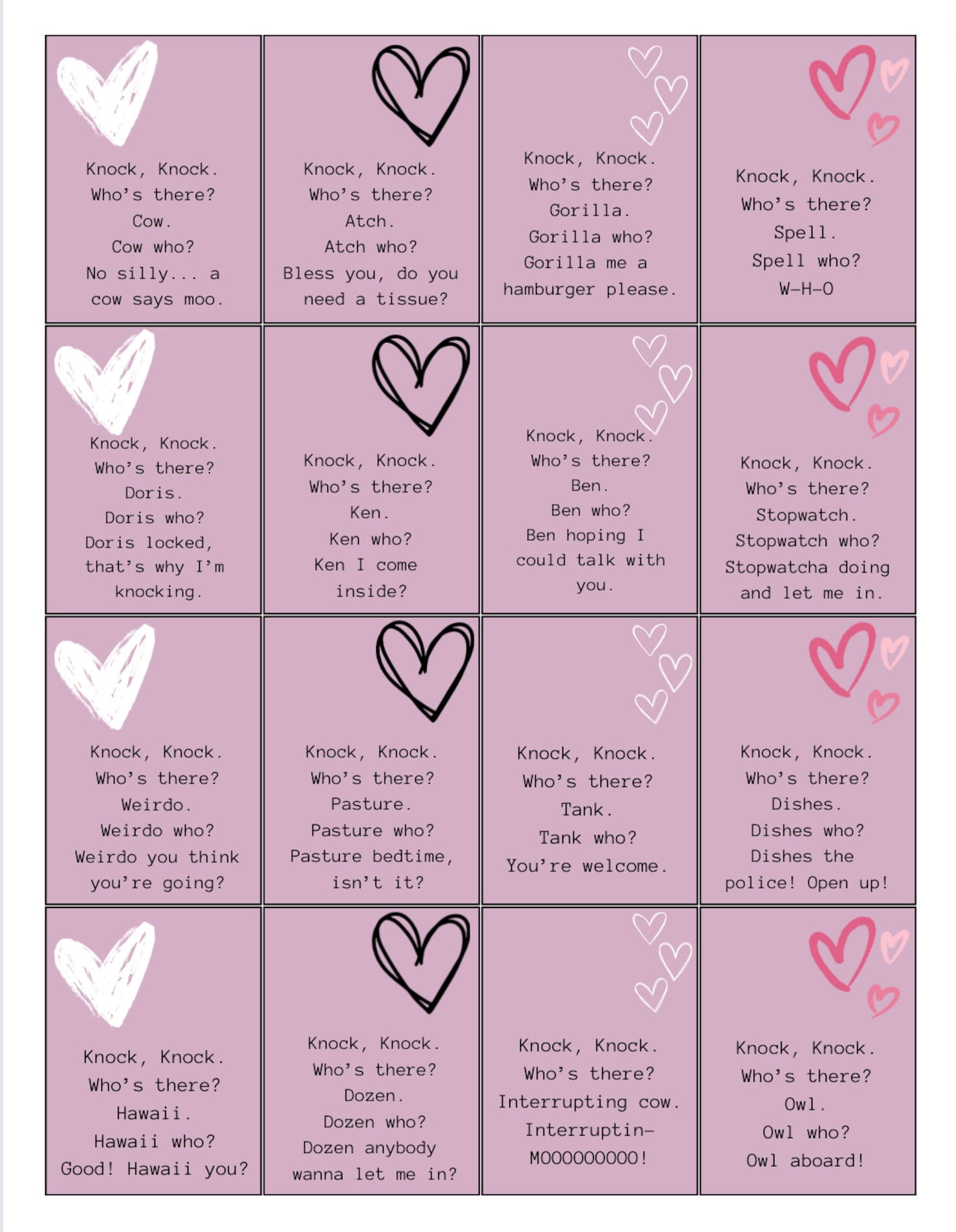 Kids Knock Knock Joke Valentines - Etsy