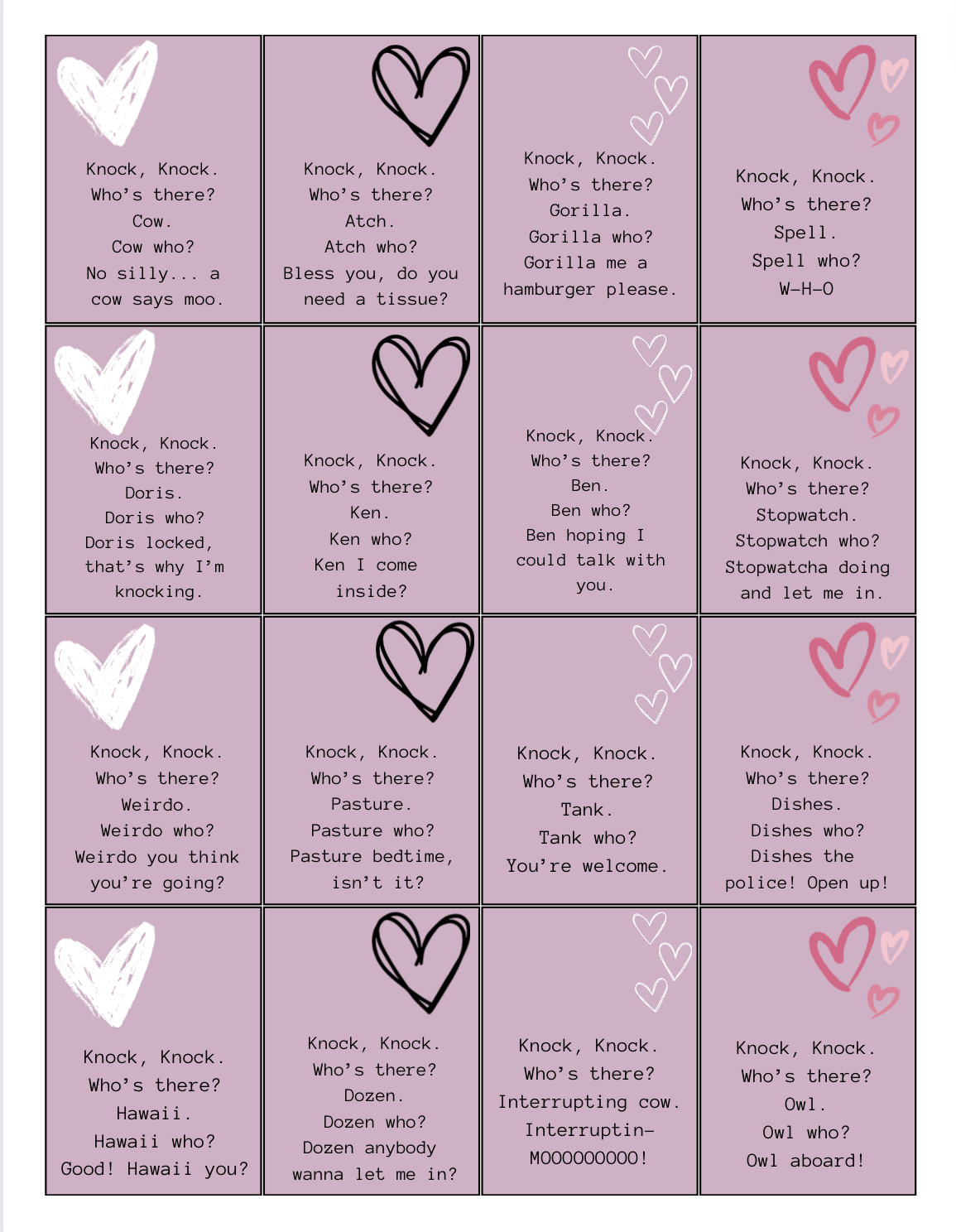 Kids Knock Knock Joke Valentines - Etsy