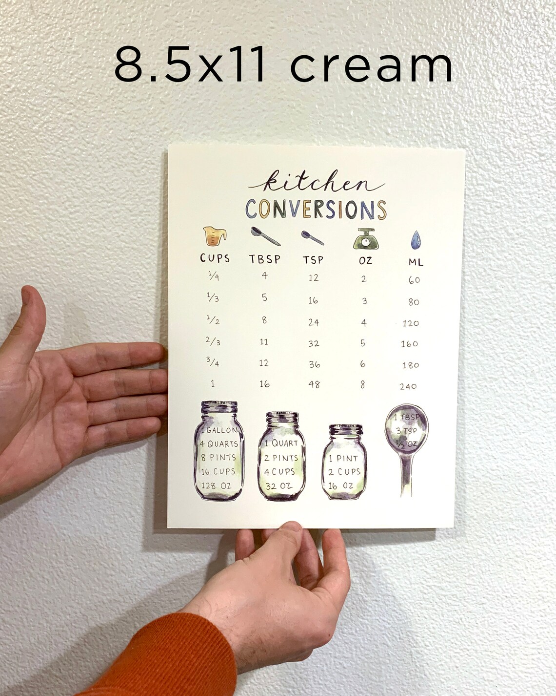 Kitchen Conversion Chart Kitchen Measurement Sign Kitchen | Etsy