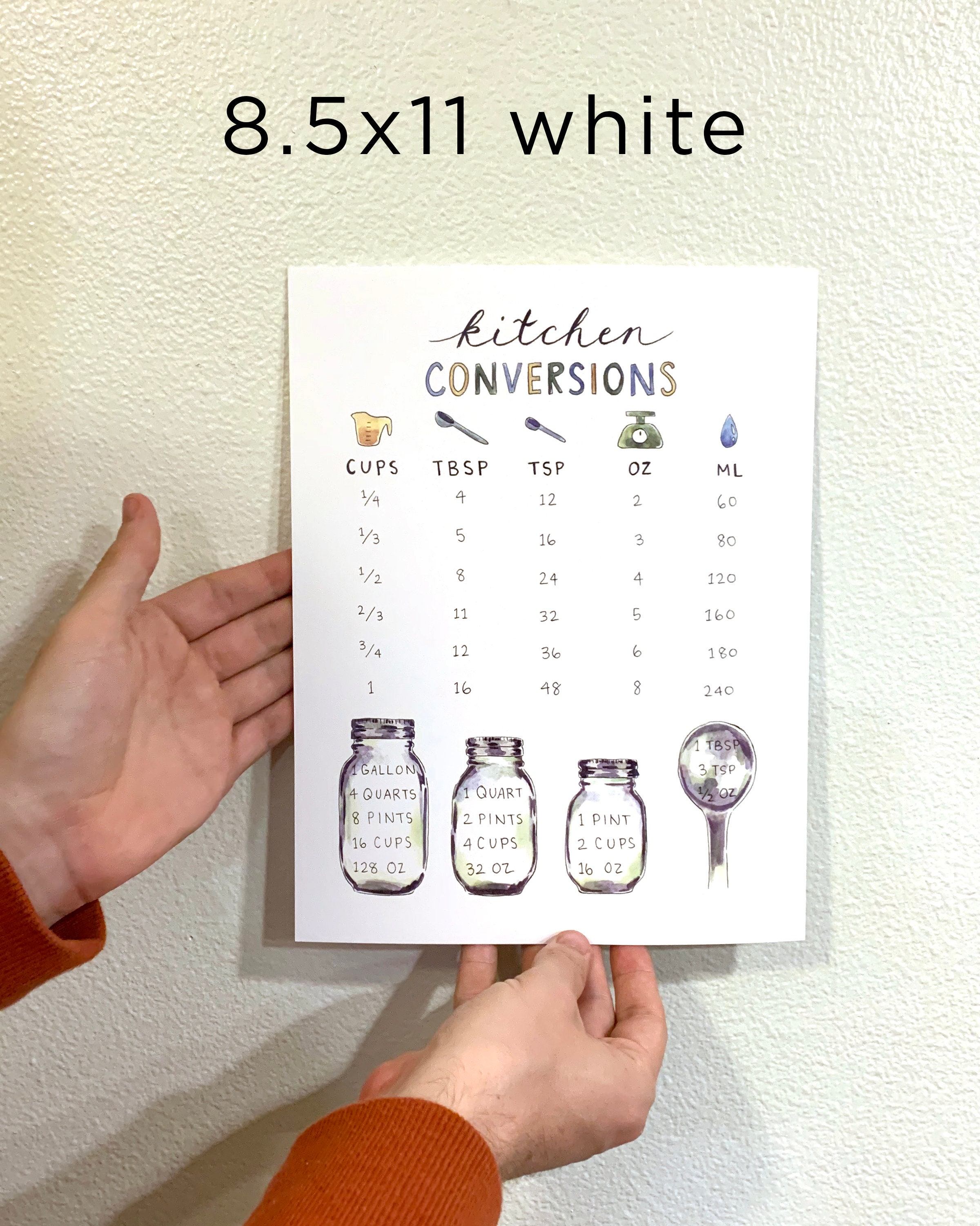 Kitchen Conversion Chart Kitchen Measurement Sign Kitchen | Etsy