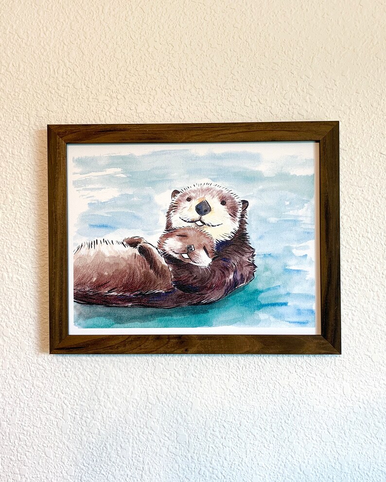 Otter Family, Otter Art, Otter Print, Wall Art, Animal Art, Watercolor ...