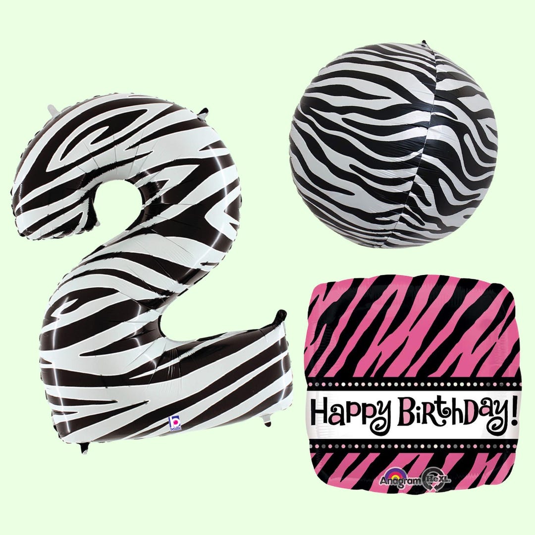 Zebra Print Balloons | Safari Jungle Birthday Party Decorations | Wild ...
