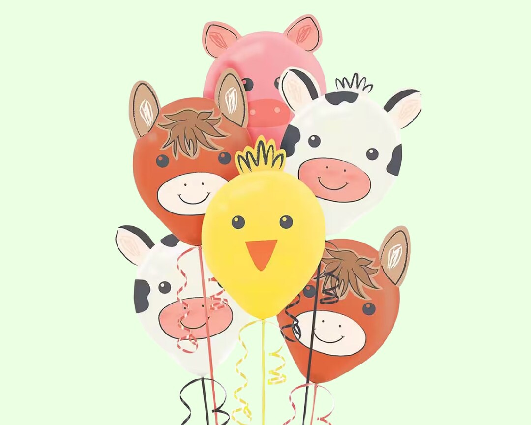 Farm Animal Latex Balloon Kit Barnyard Birthday Party Decorations Farm ...