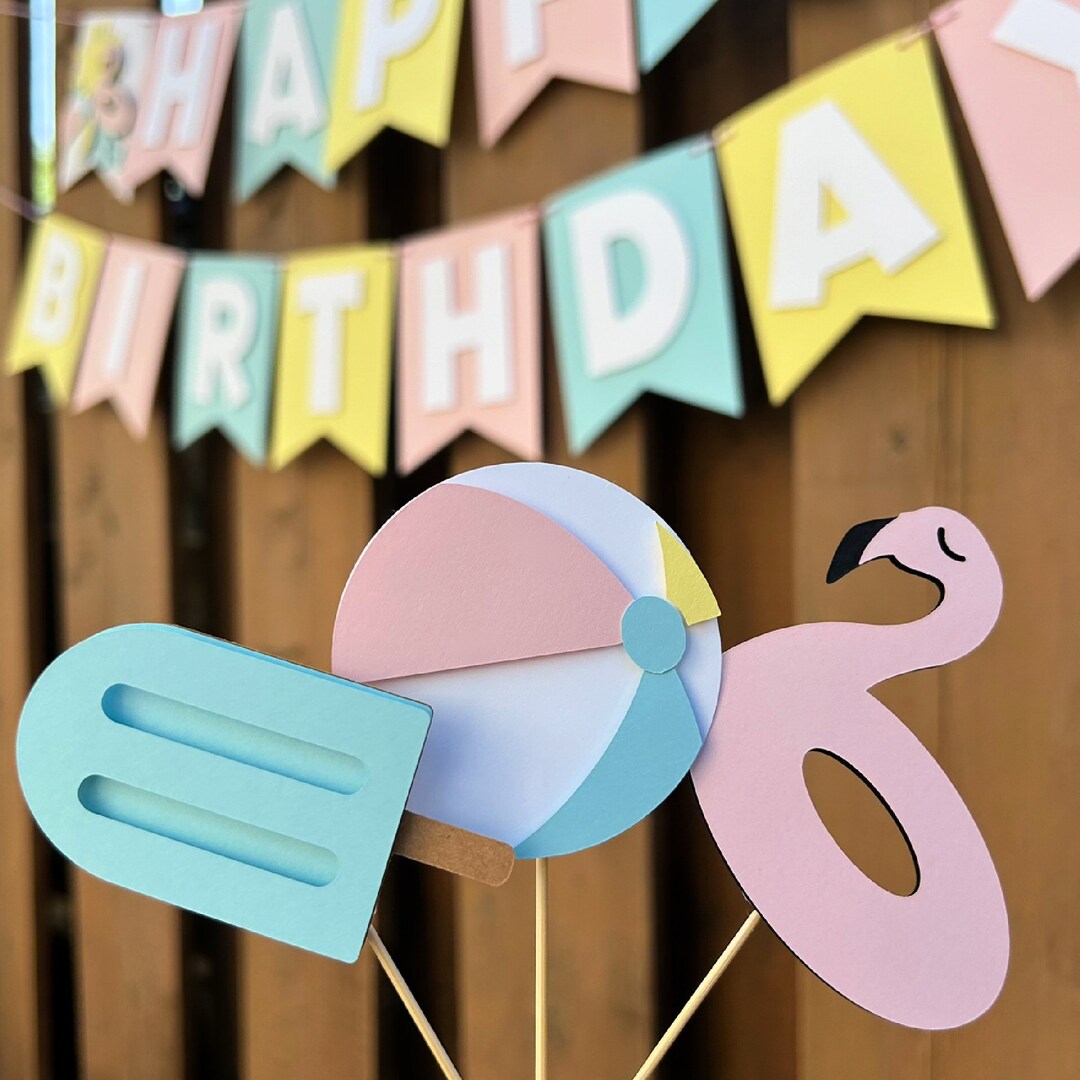 Pool Party Cupcake Toppers | Pastel Pool Party Decorations | Summer ...