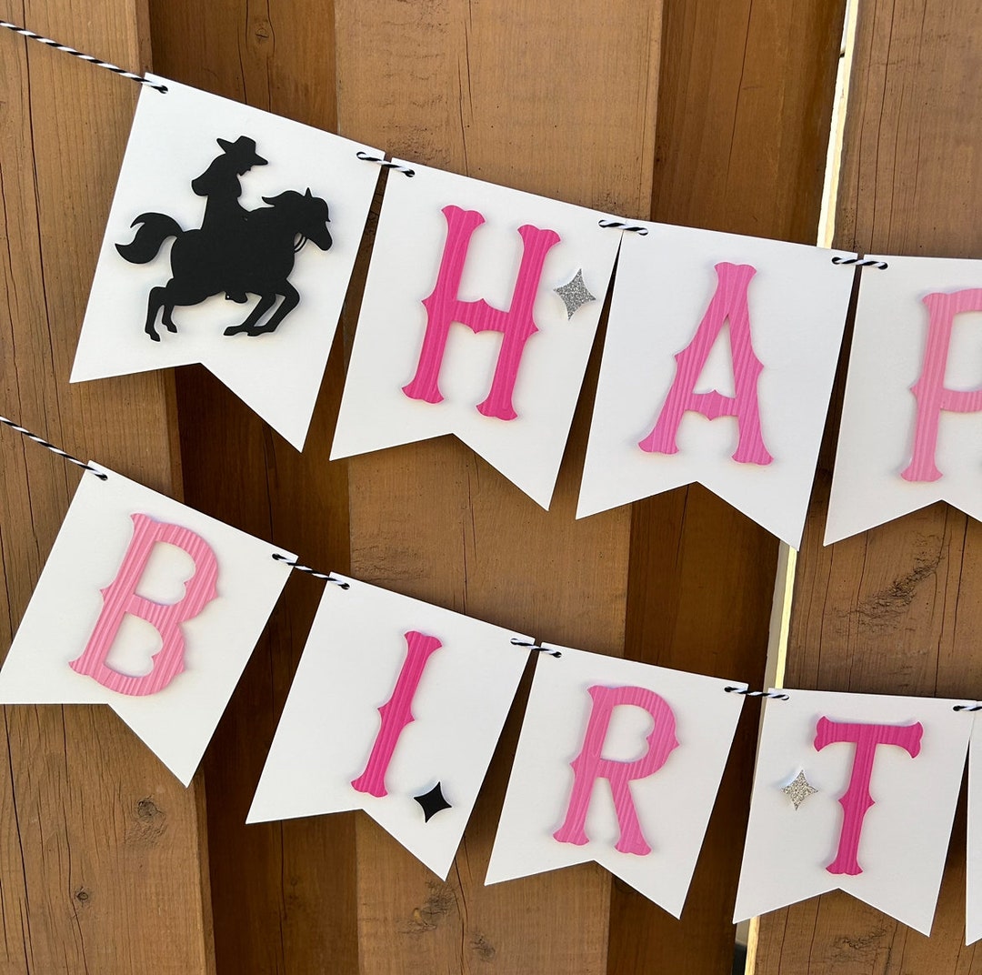 Custom Cowgirl Banner | Pink My First Rodeo Birthday Party Decorations ...