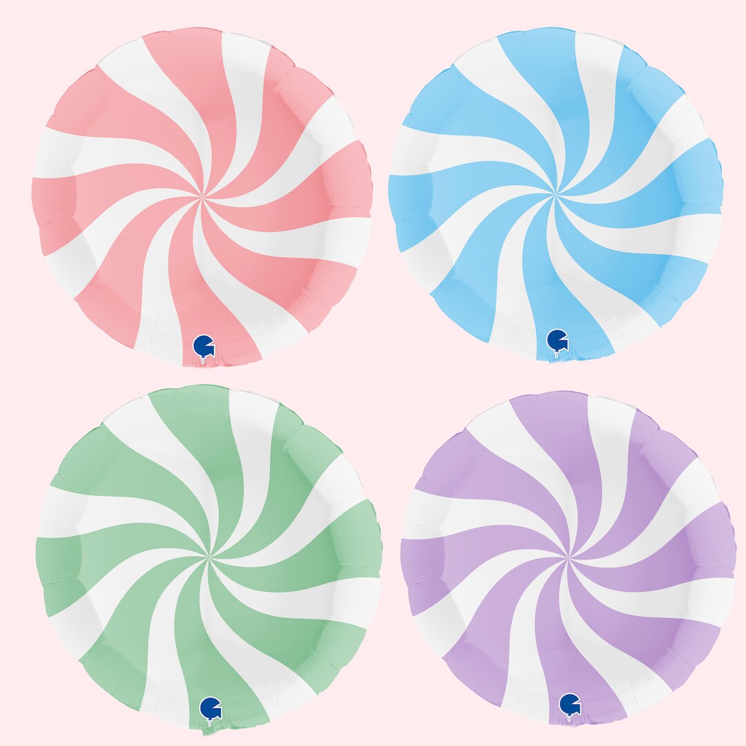 Jumbo 36 Inch Pastel Peppermint Swirl Balloon | Pink Christmas Party ...