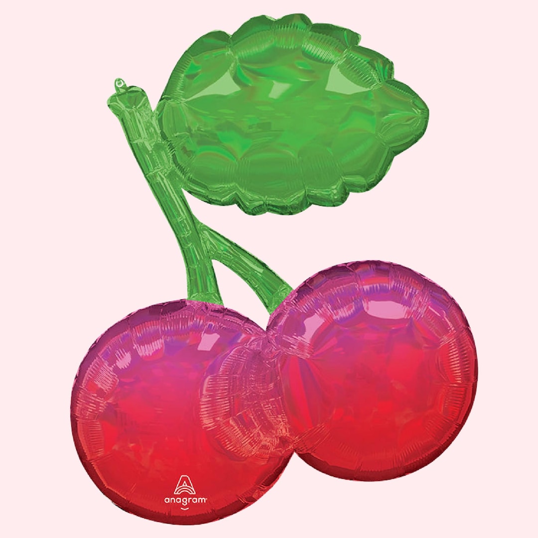 Jumbo Holographic Cherry Balloon | Twotti Fruitti Birthday Party ...
