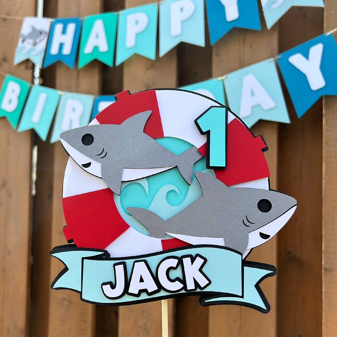 Custom Shark Cake Topper | Shark Birthday Party Decorations | Under the ...