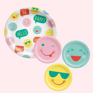 Smile Face Party Plates | One Happy Girl Party Decorations | Happy Face ...