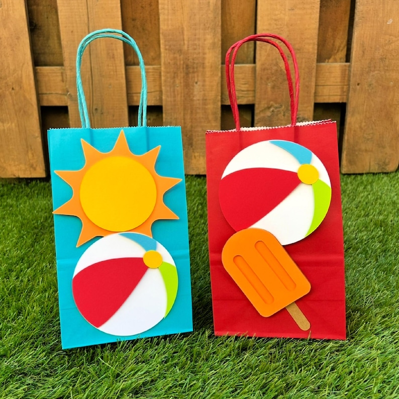Pool Party Favour Bags | Bright Pool Birthday Party Decorations ...