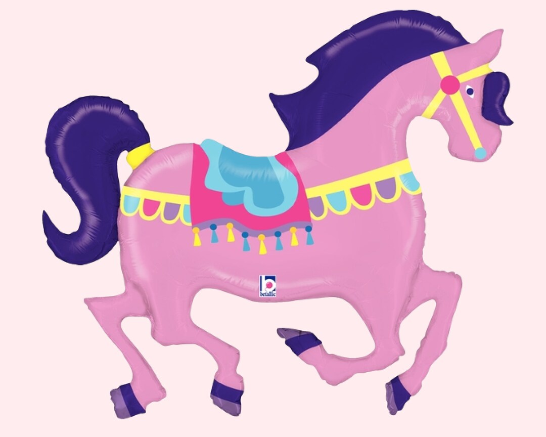 48" Carousel Horse Balloon | Pink Carnival Party Supplies | Circus ...