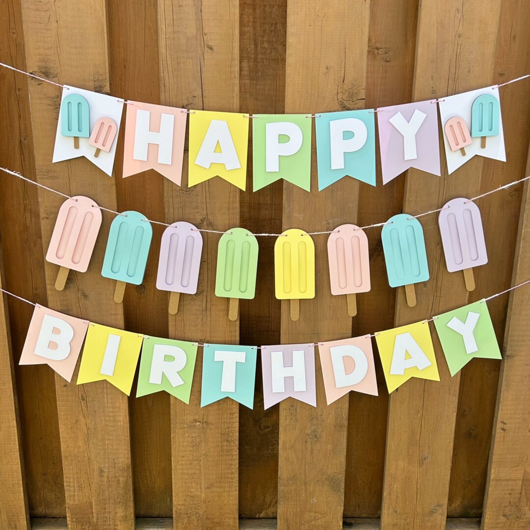 Pastel Ice Pop Banner | Pool Party Decorations | Summer Birthday Party ...