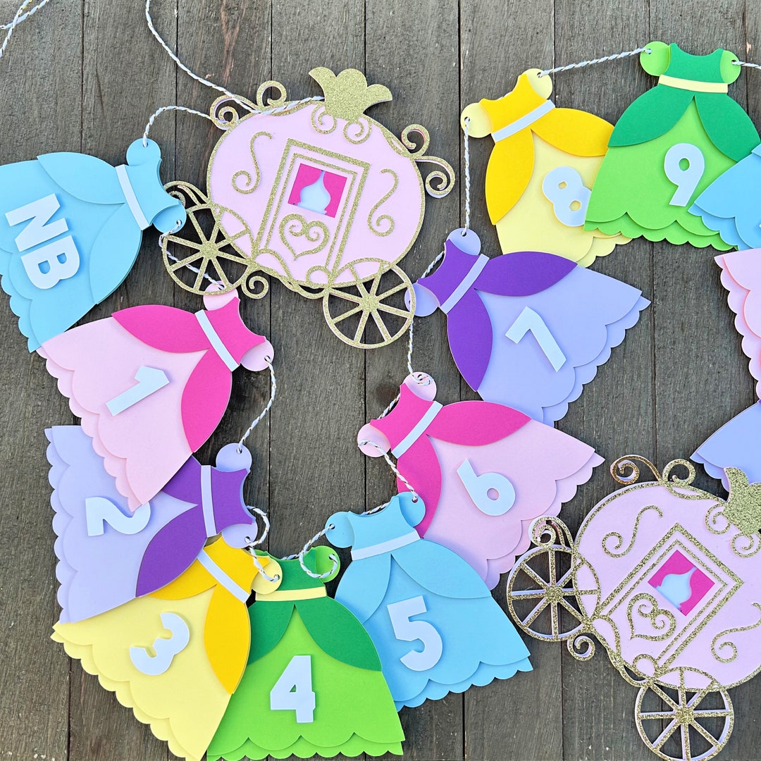 Princess Milestone Photo Banner Princess First Birthday Party ...