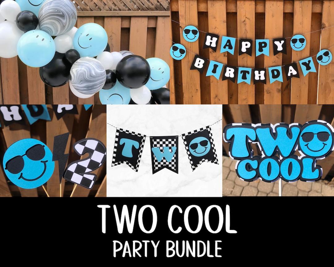 Two Cool Party Bundle Two Cool Birthday Party Decorations Blue Smiley ...