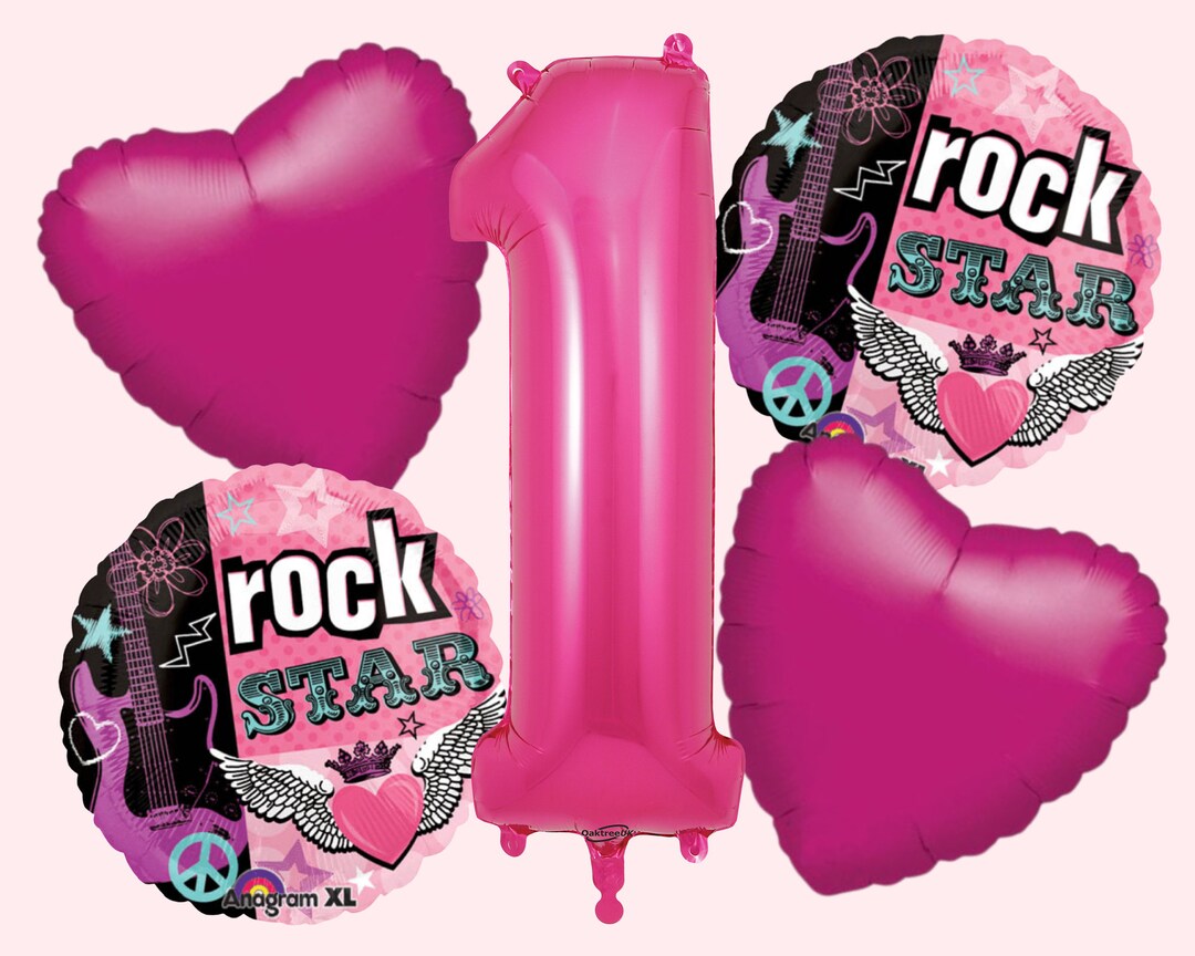 Pink One Rocks Balloon Bouquet | Girls One Rocks Birthday Party ...
