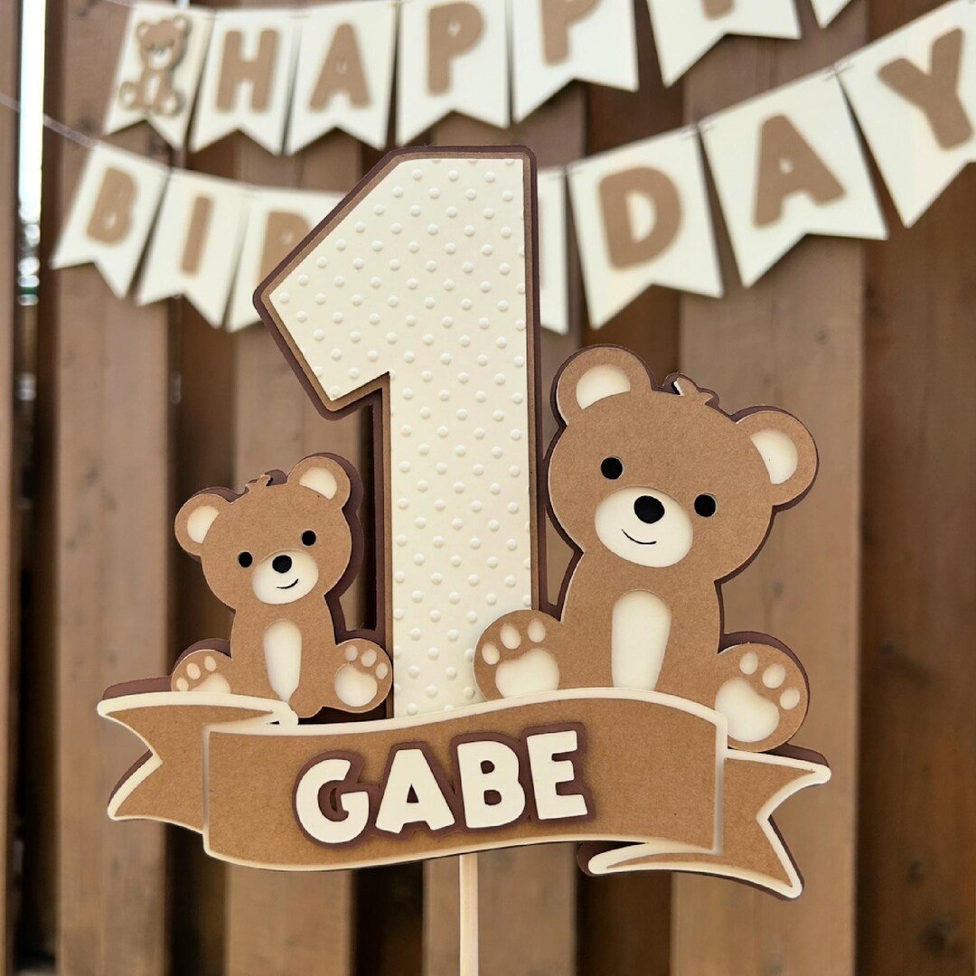 Custom Teddy Bear Cake Topper | Beary First Birthday Party Decorations ...