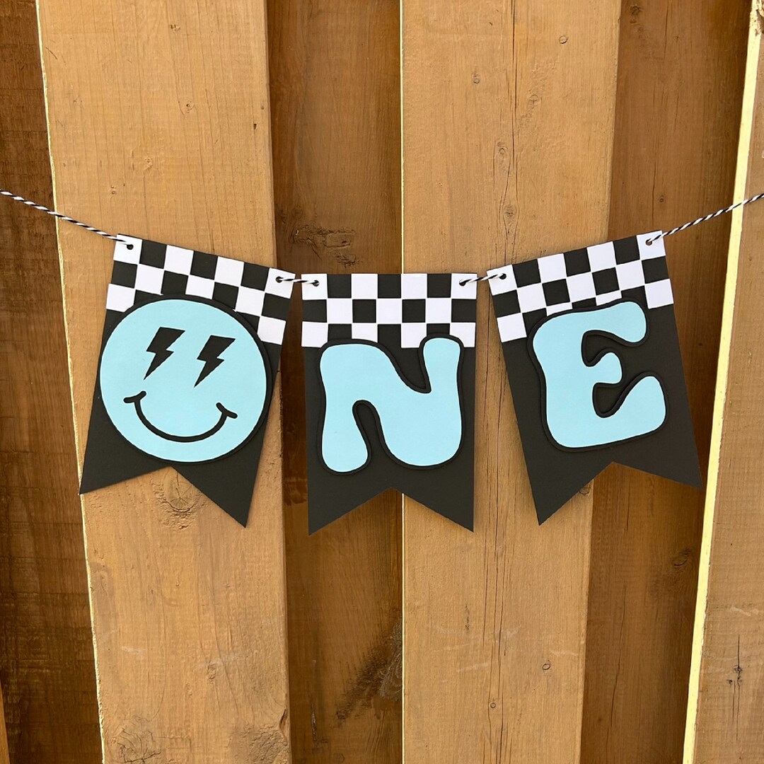 Blue One Happy Dude Highchair Banner | One Happy Dude Birthday Party ...