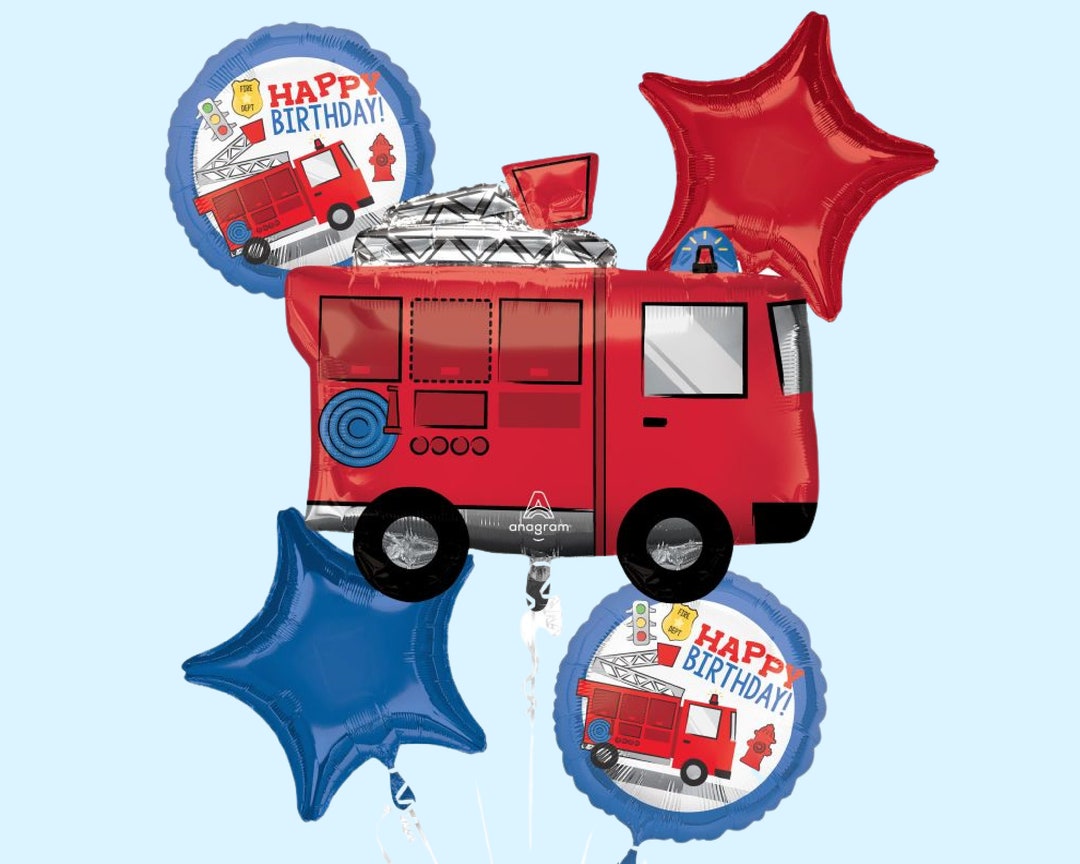 Fire Truck Balloon Bouquet | First Responders Birthday Party | First ...