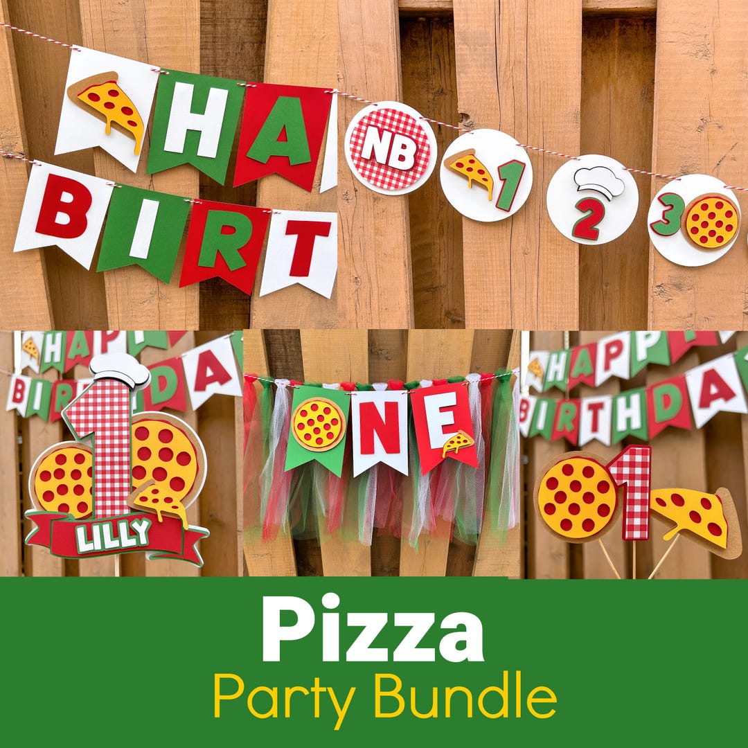 Pizza Party Bundle | Slice of Fun First Birthday Party Decorations - Etsy