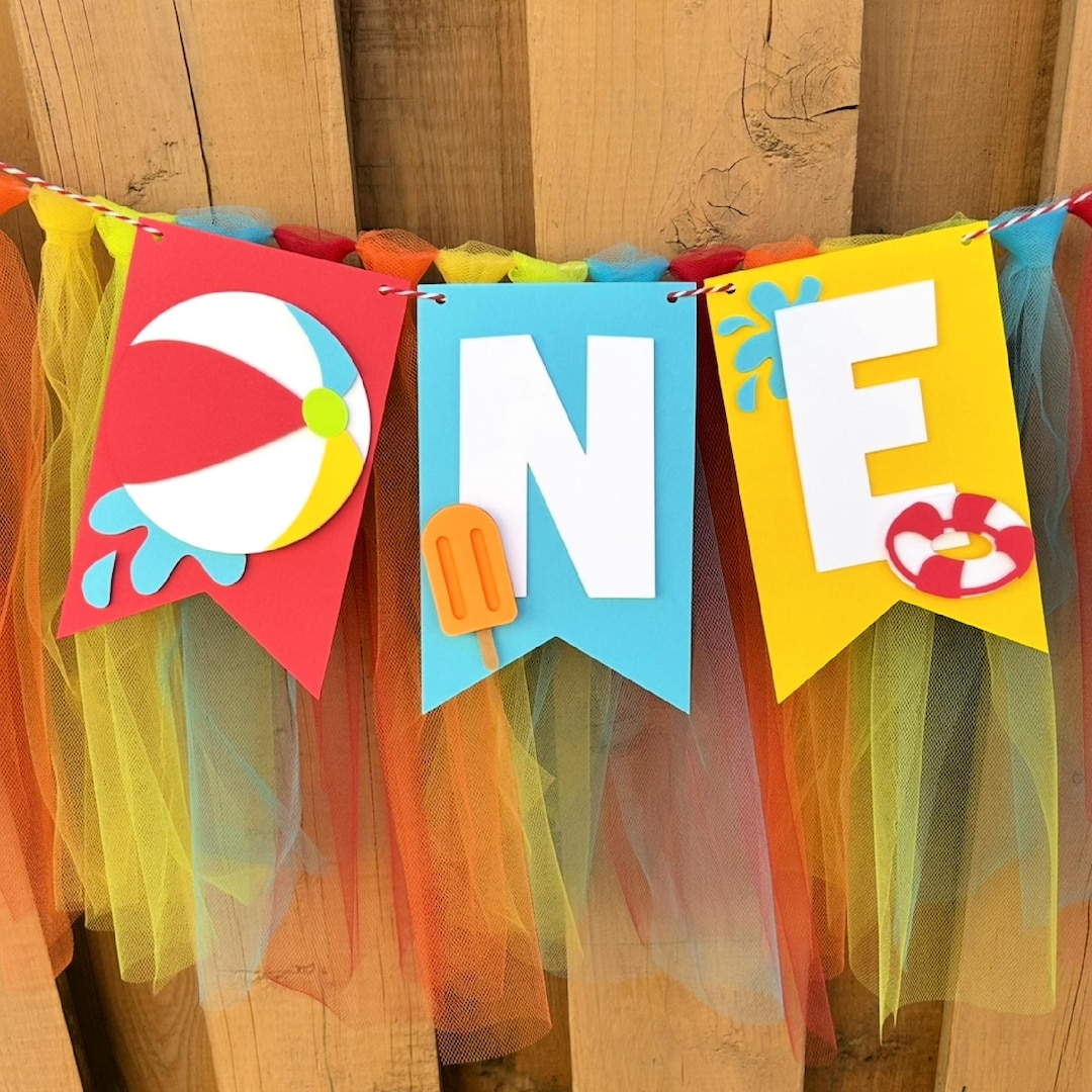 Beach Ball Highchair Banner | Pool Party First Birthday Party ...