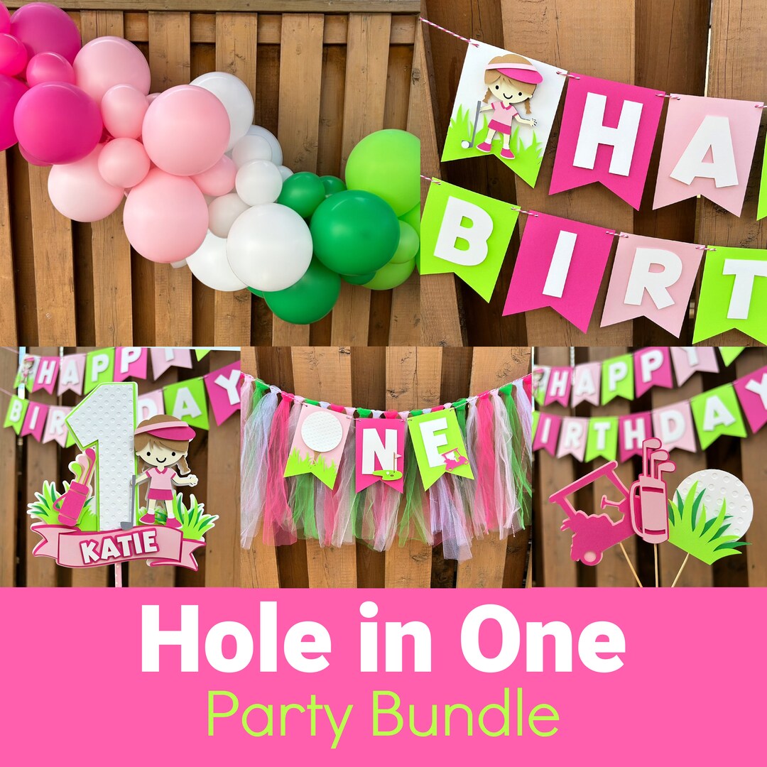 Pink Hole in One Party Bundle | Girls Golf First Birthday Party ...