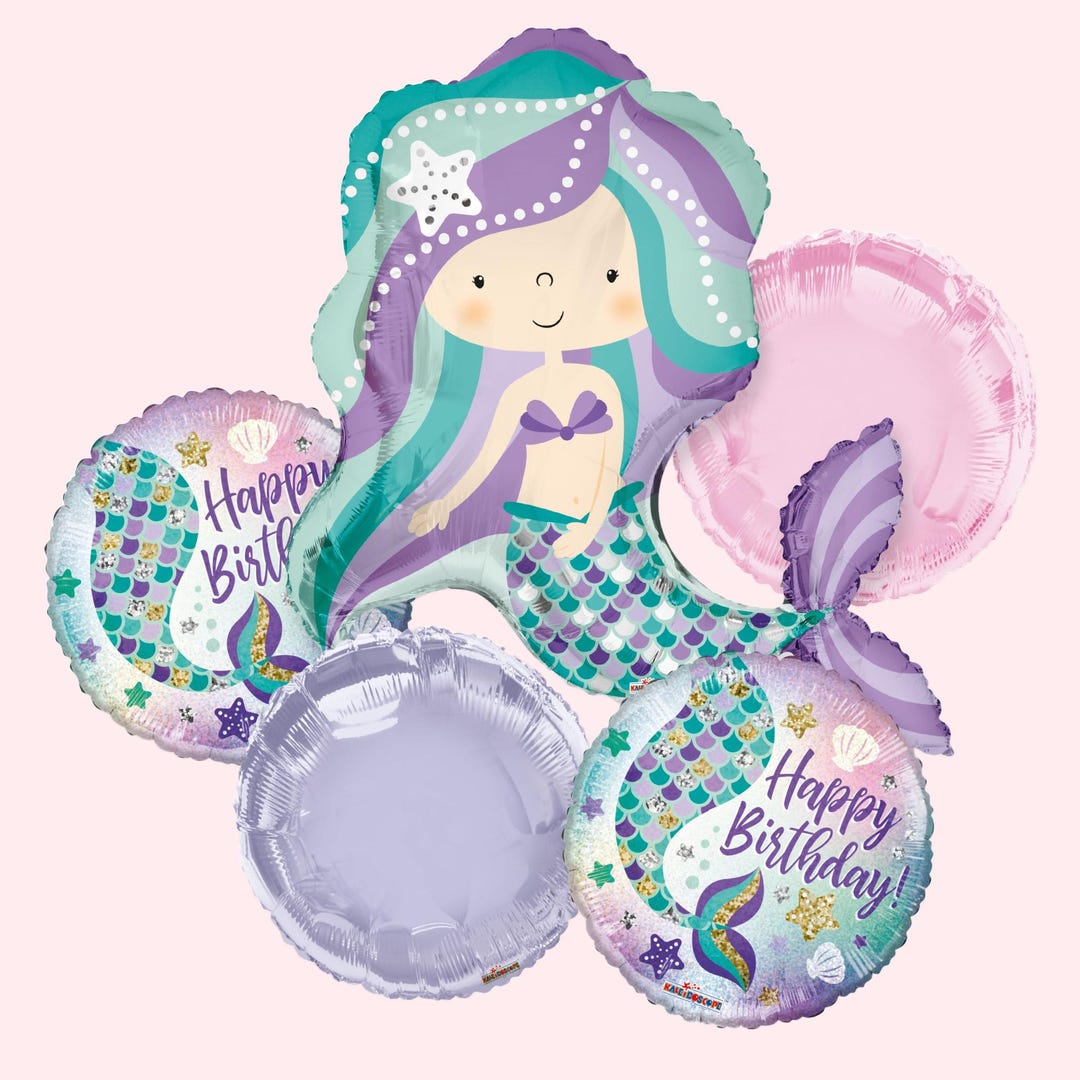 Mermaid Balloon Bouquet | Pastel Mermaid Birthday Party Decorations ...