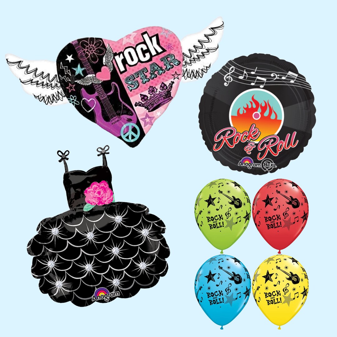 Rock & Roll Balloons | One Rocks Birthday Party Decorations | Born 2 ...